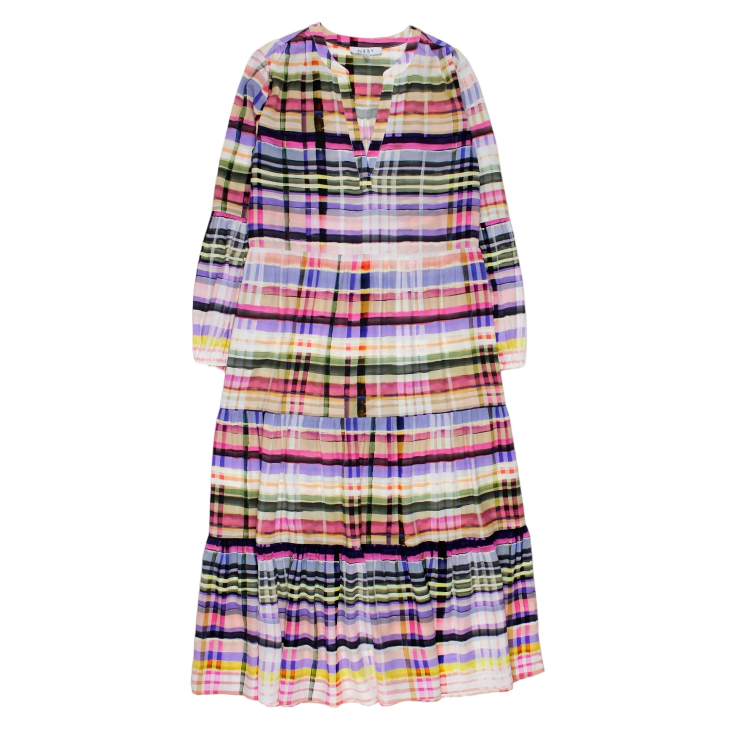 NRBY Pink/Multi Check Silk Dress | Shop from Crisis Online
