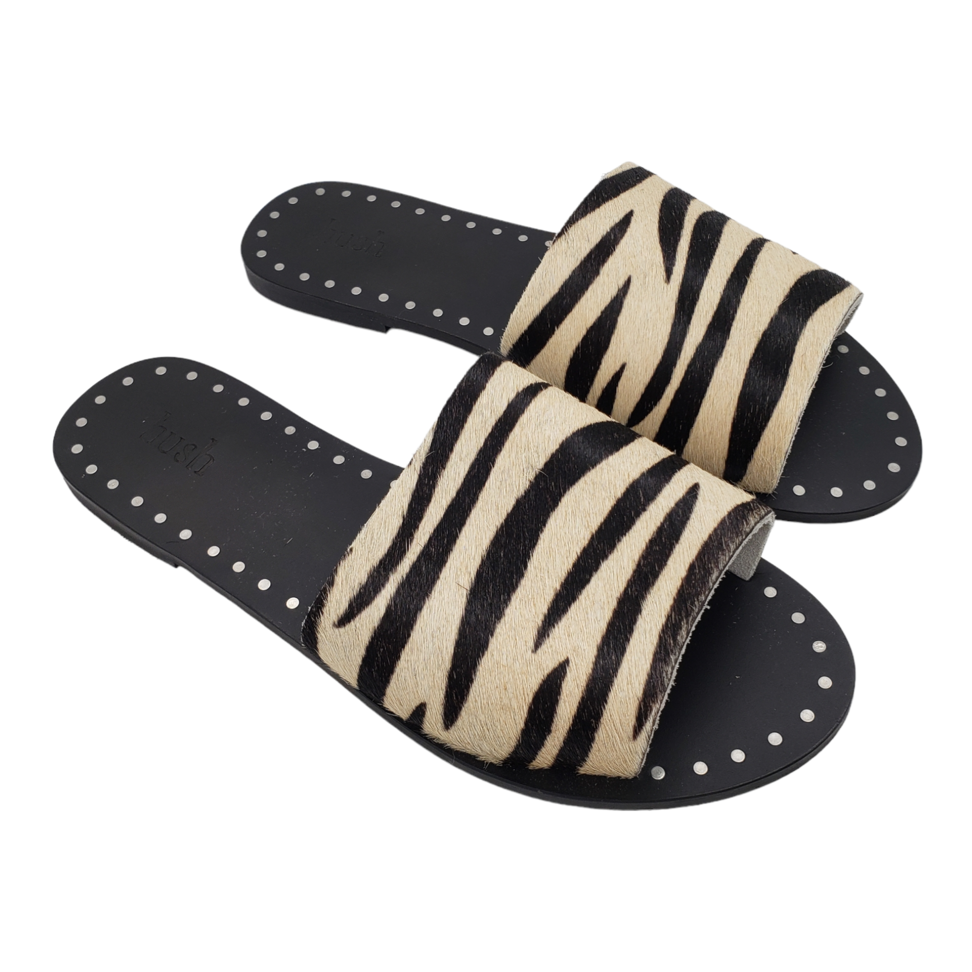 Hush Black Zebra Barton Sandals | Shop from Crisis Online