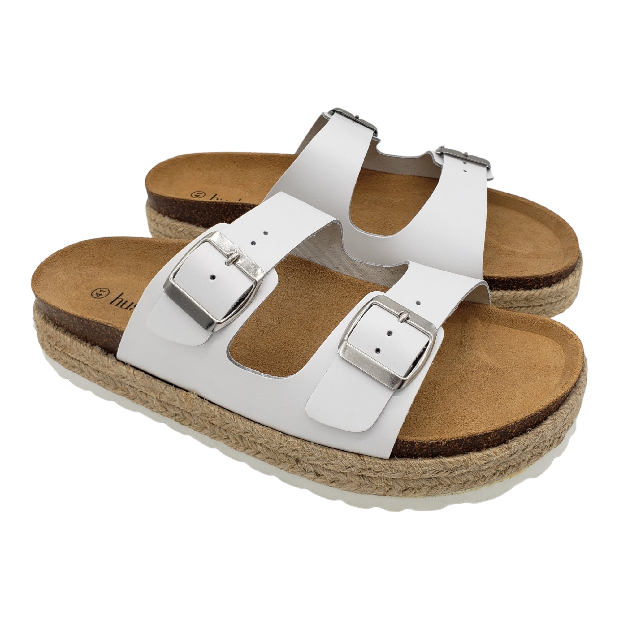 Hush White Woodstock Sandals | Shop from Crisis Online